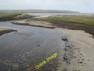Photo 6x4 Abhainn Ghriais flows into the sea Griais Through the beach ...