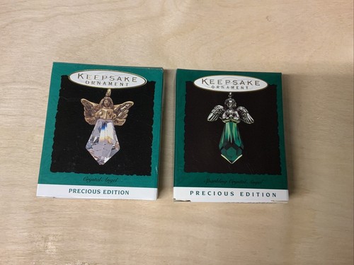Hallmark Miniature Ornament 1993 & 1996 Crystal Angel-Precious Ed. Gold ...