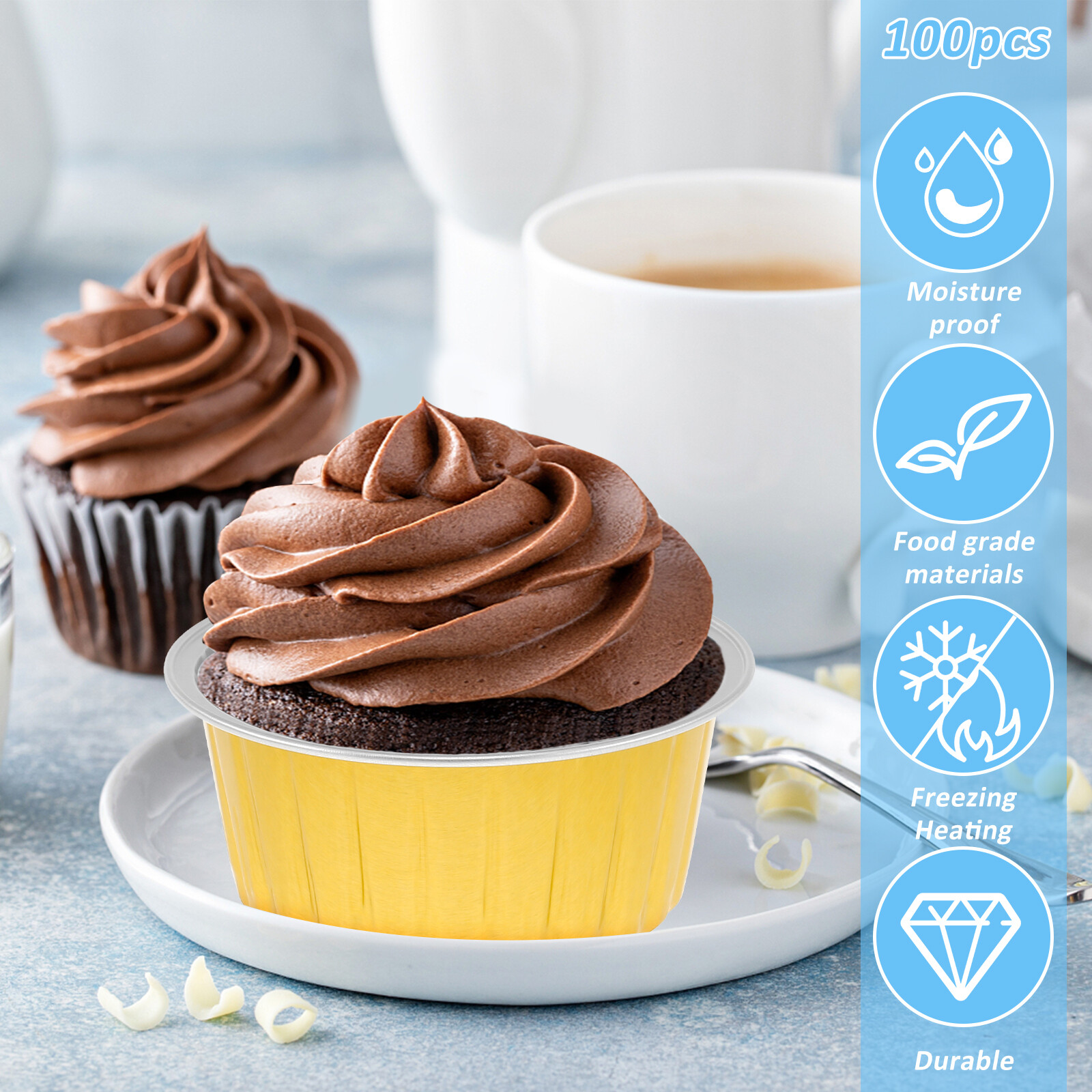 100Pcs Mini Cake Pans Set with Lids Fork Spoons and Stickers Aluminum ...