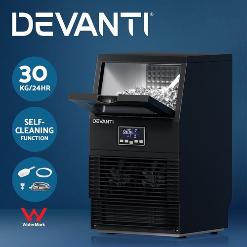 Devanti Commercial Ice Maker Machine 30kg Ice Cube Tray Bar Stainless ...