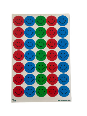 Pack of 420 24mm Assorted Colour Smiley Faces Stickers | eBay UK