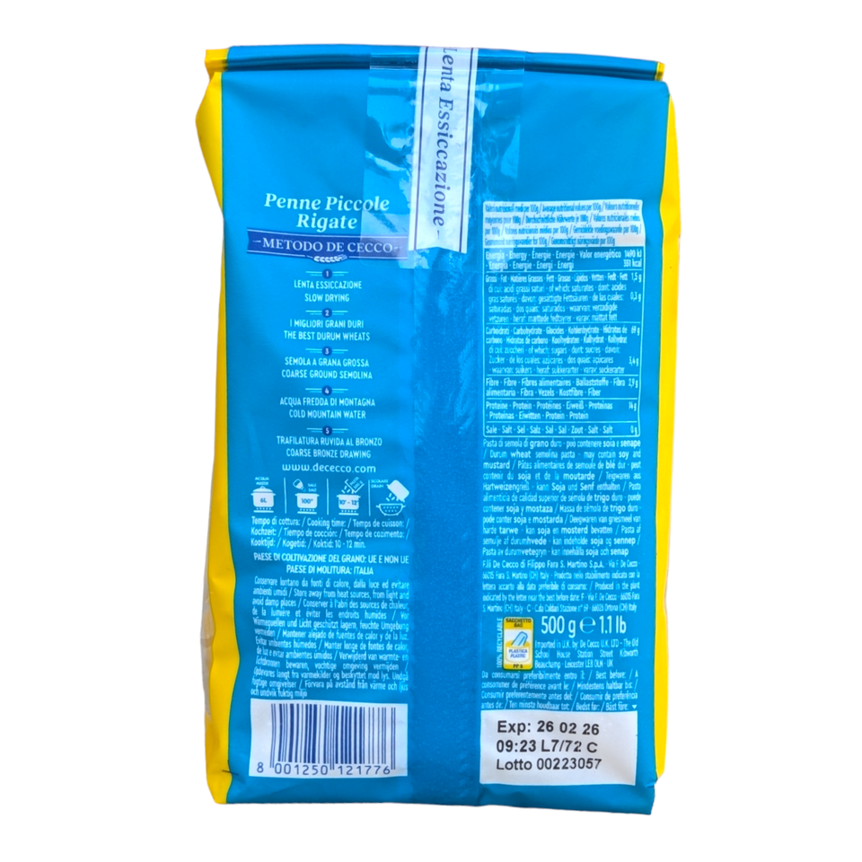 De Cecco Italian Small Ridged Pasta / Penne Piccole Rigate, no.177 ...