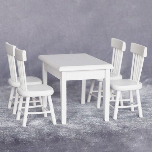 Dollhouse 1/12 Scale Tables Chairs Dining Room Wooden Furniture Set ...