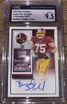 2015 Brandon Scherff #188 Contenders Rookie Ticket Auto CSG 9.5 Prizm ...