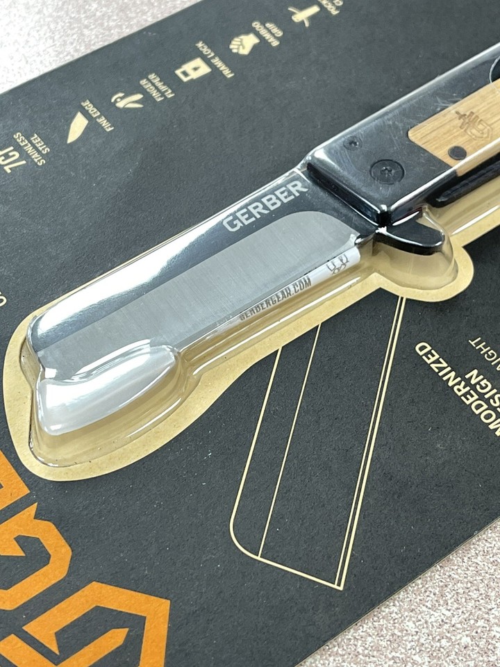 Gerber Quadrant, Straight Edge Flipper Knife with Pocket Clip, Bamboo ...
