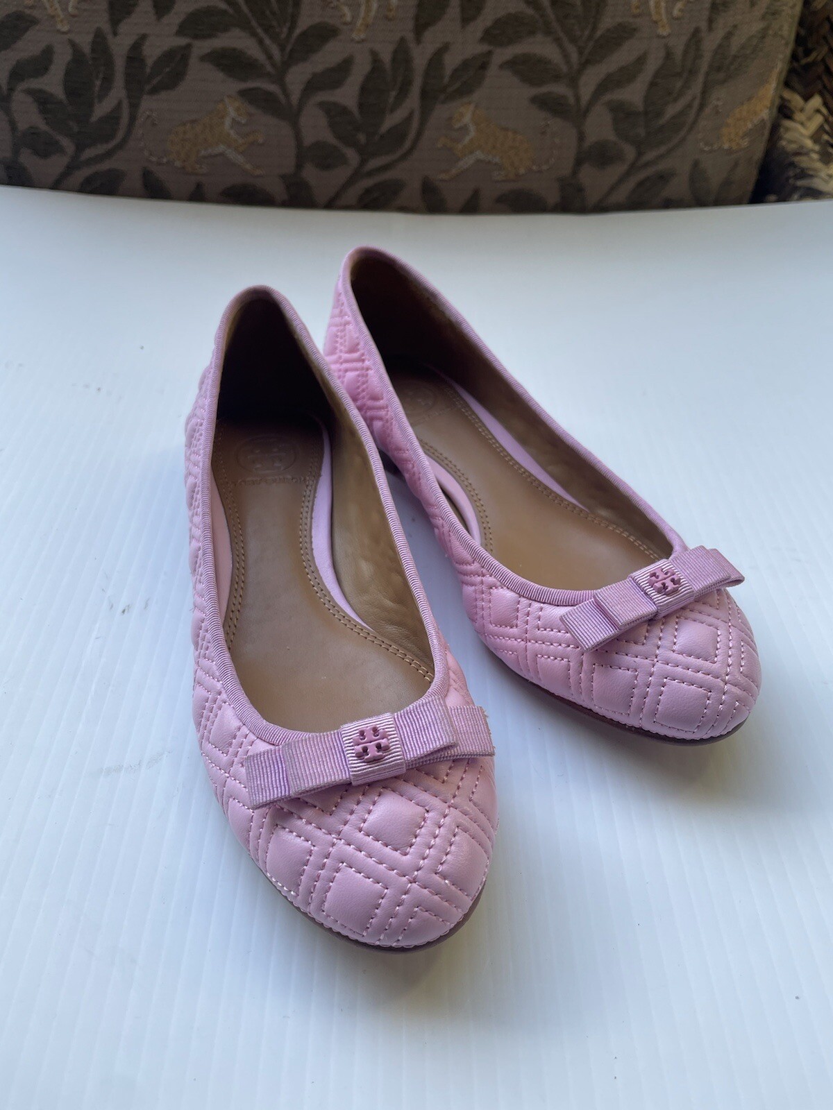 Tory Burch Marion Quilted Ballet Flats in Powder Puff… - Gem