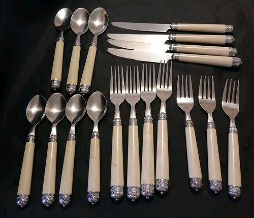Cambridge Stainless Steel Flatware Ivory Handles With Decorative Ring ...