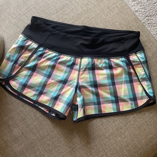 Lululemon Women Run Speed Short Wee Wheezy Check Bleached Coral Black ...