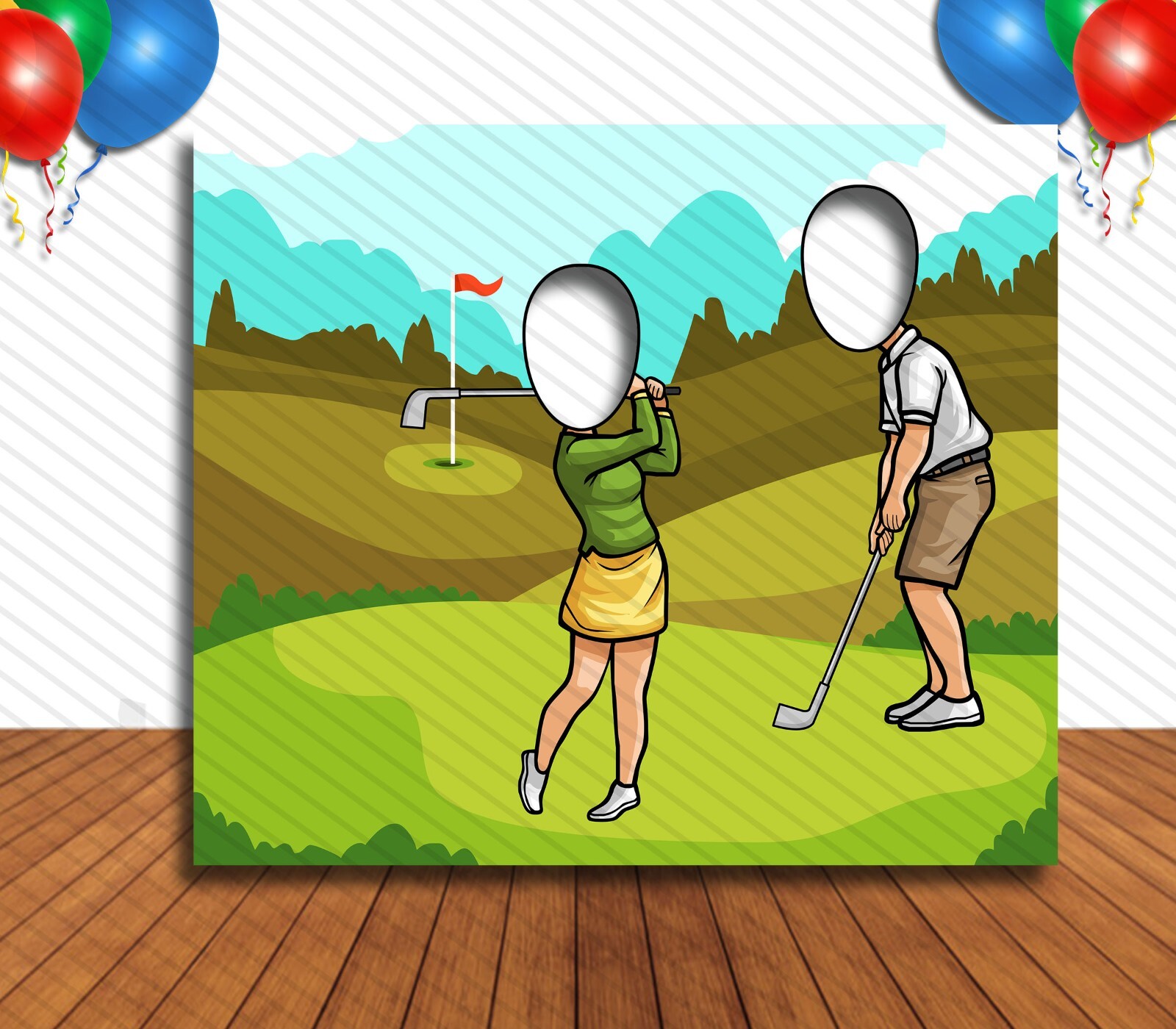 Golf Theme Face Cutout, 36x42" Photo Stand-in, Sports Theme Party Photo ...