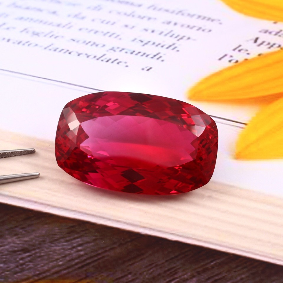 Natural Mozambique Blood Red Ruby Big Size Cushion Loose Cut Gemstone ...