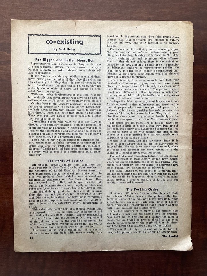 THE REALIST # 45 - November 1963 - PAUL KRASSNER - BITING SATIRE ...
