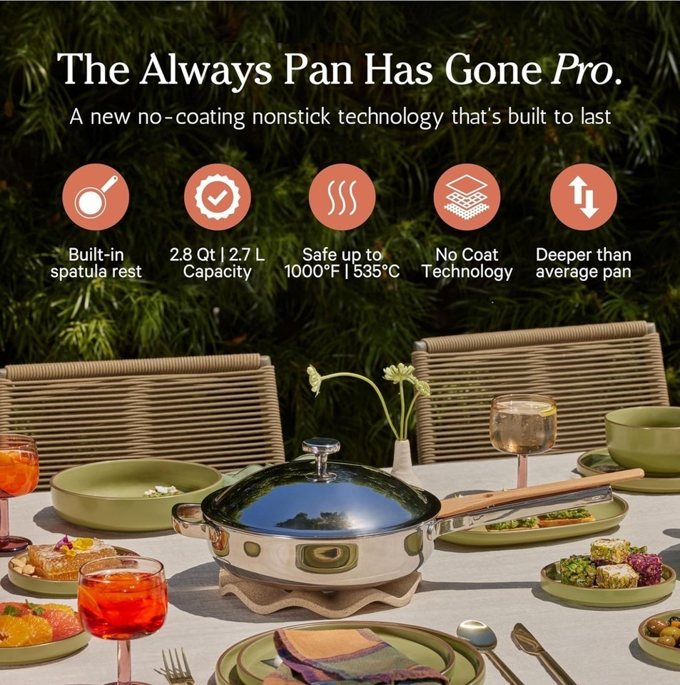 Our Place Titanium Always Pan Pro Chrome 2.9QT / 2.75L SW1 - 10.5" Pan ...