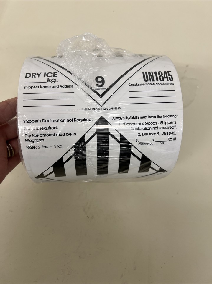 Dry Ice UN1845 DOT Hazmat Class 9 Shipping Labels | 6" Square - 500 ...