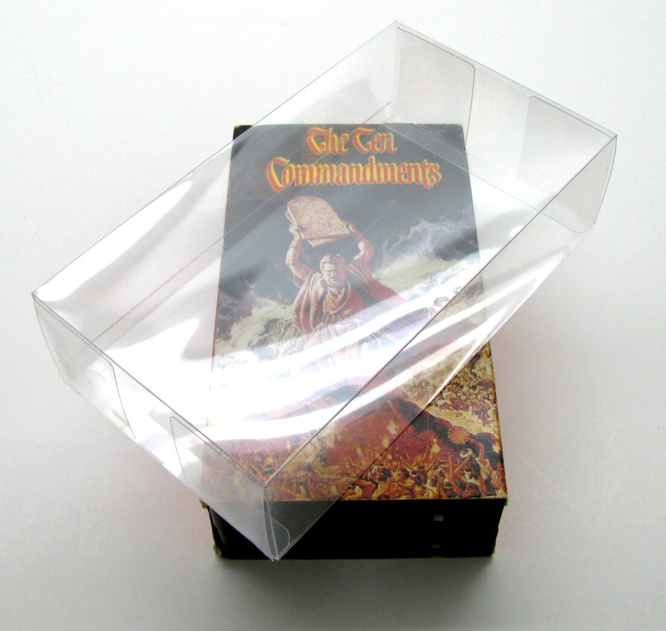 5x DOUBLE VHS MOVIE (SIZE E) CLEAR PLASTIC PROTECTIVE BOX PROTECTORS ...