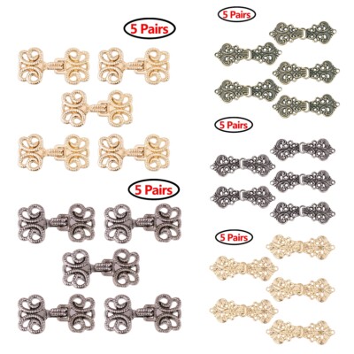5 Pairs Fashion Swirl Flower Cape Cloak Clasp Fasteners Sew On Hooks ...