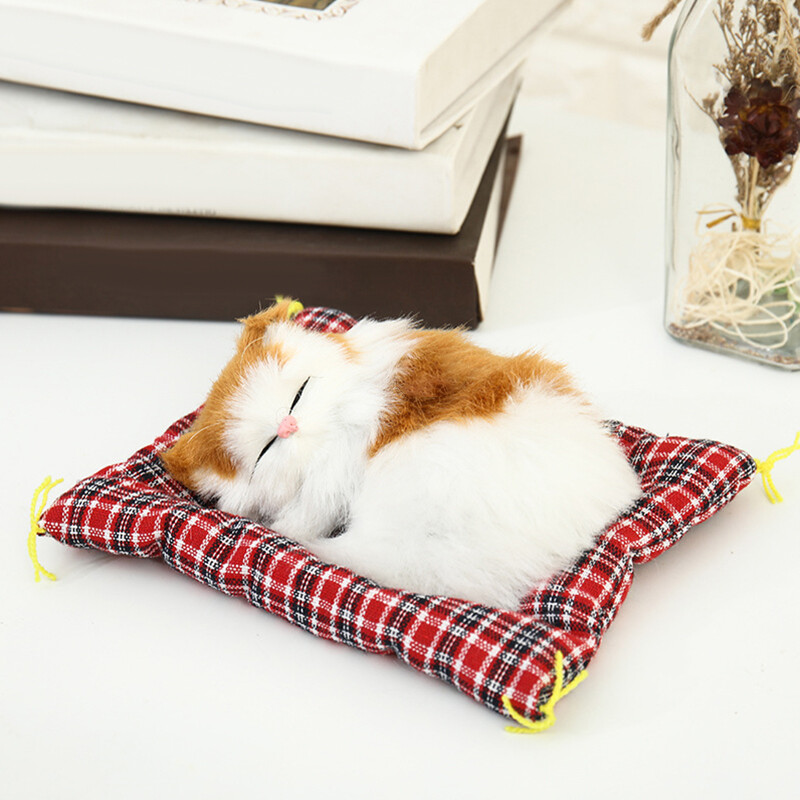 Cute Plush Stuffed Toy Realistic Simulation Sleeping Cat Kids Animal ...