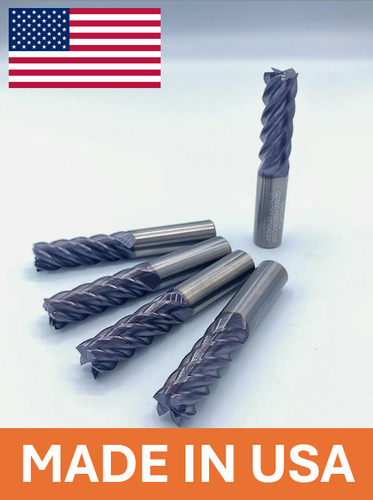 1/2", VARIABLE PITCH & HELIX, SQUARE, 5 FLUTE CARBIDE END MILL, TiAlN ...