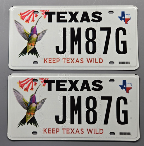 🐾 TEXAS "KEEP TEXAS WILD" LICENSE PLATE PAIR (JM87G) HUMMINGBIRD (NEW ...