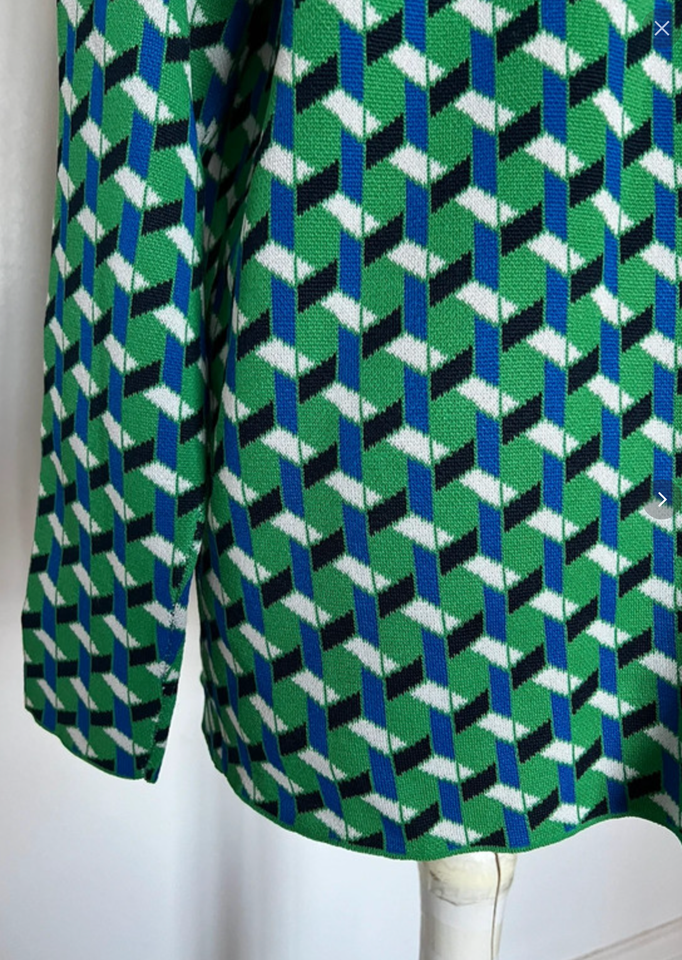 Boden Brand New With Tags Bright Green Geo Daze Jacquard Cardigan Size ...