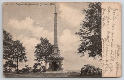 MS Confederate Monument in Jackson Mississippi B&W 1908 Postcard E25 | eBay