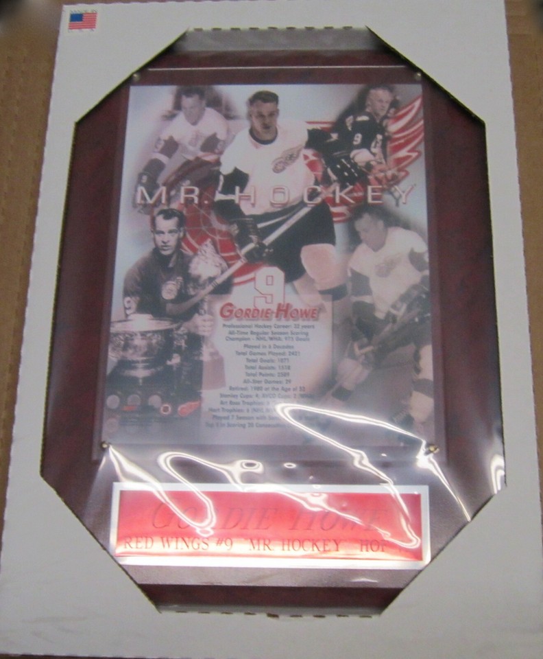 GORDIE HOWE DETROIT RED WINGS FRAMED 8X10 PHOTO-MAN CAVE ART-12X15 WALL ...