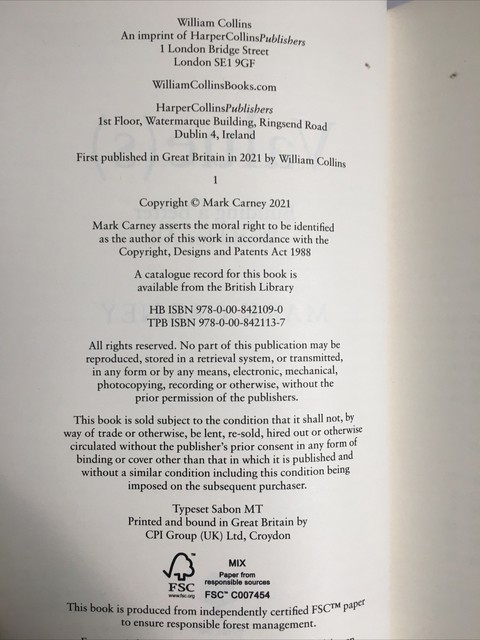 Values by Mark Carney. 1st Edition First Print Signed for sale online ...