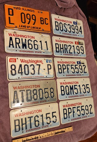 10 lot License VINTAGE Plates MIX State Barn CRAFT Color BULK ...