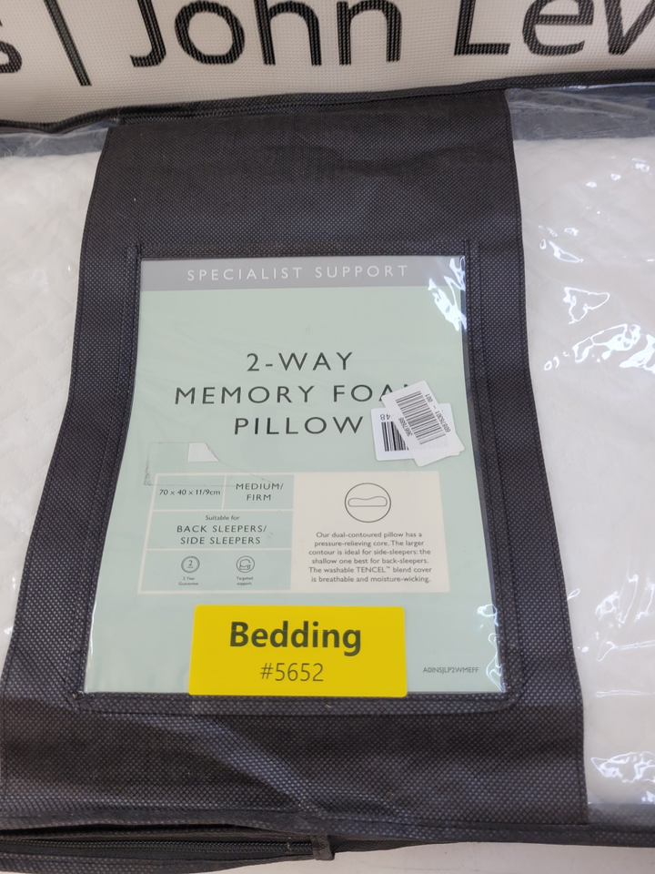 John Lewis Specialist Support 2-Way Memory Foam Standard Pillow Medium ...