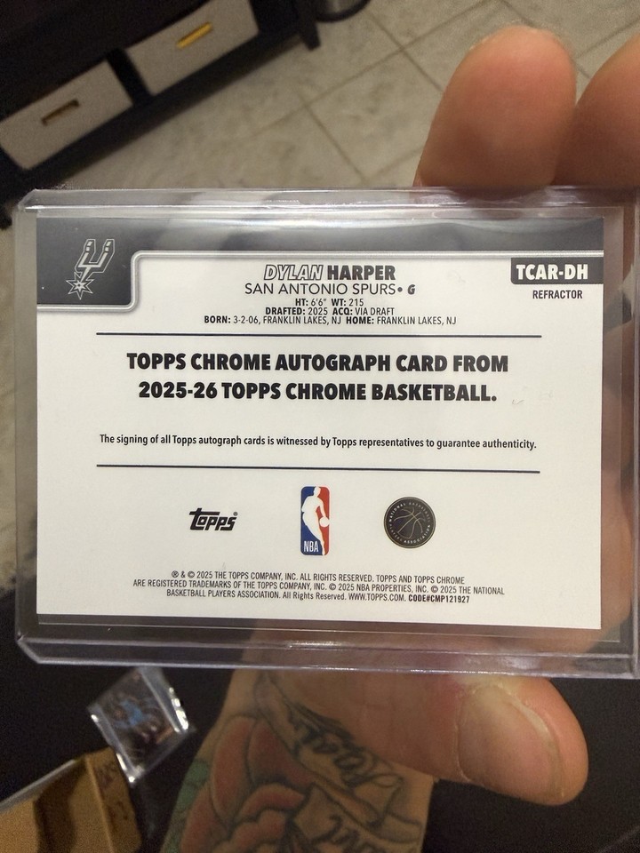 2025-26 Topps Chrome Autograph Card #TCAR-DH Dylan Harper RC Refractor ...