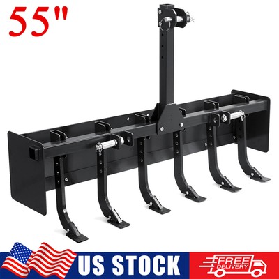 55" Box Blade 3 Point Hitch Box Scraper w/ 6 Scarifier Shanks for Cat 0 ...