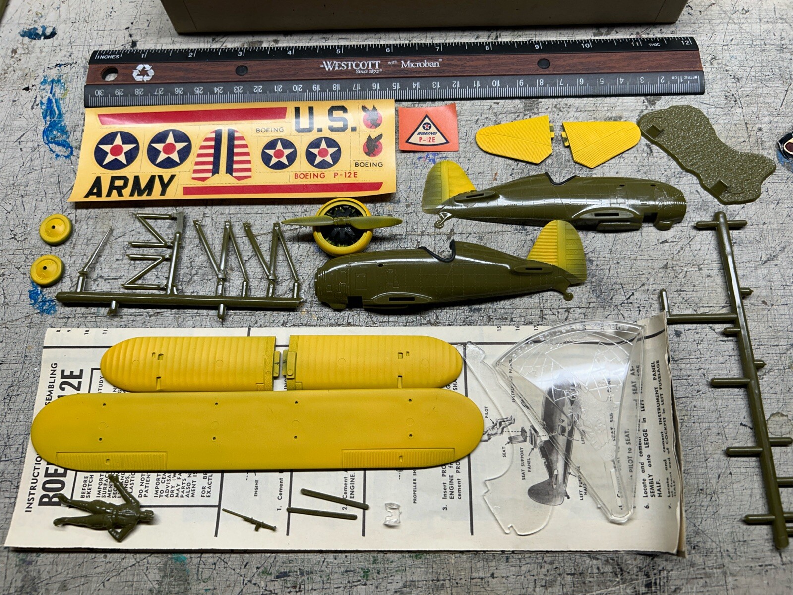 Pair Of Vintage Aurora Model Boeing F4b 4 Boeing P 12 E 1 4 Scale