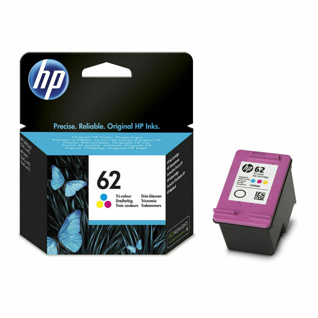 HP 62XL / 62 BK & Color Original Ink Cartridges For ENVY 5540 7640 5543 ...