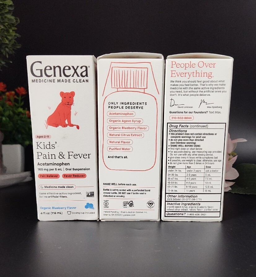 3 PACK Genexa Children's Acetaminophen Oral Suspension Acetaminophen 4 ...