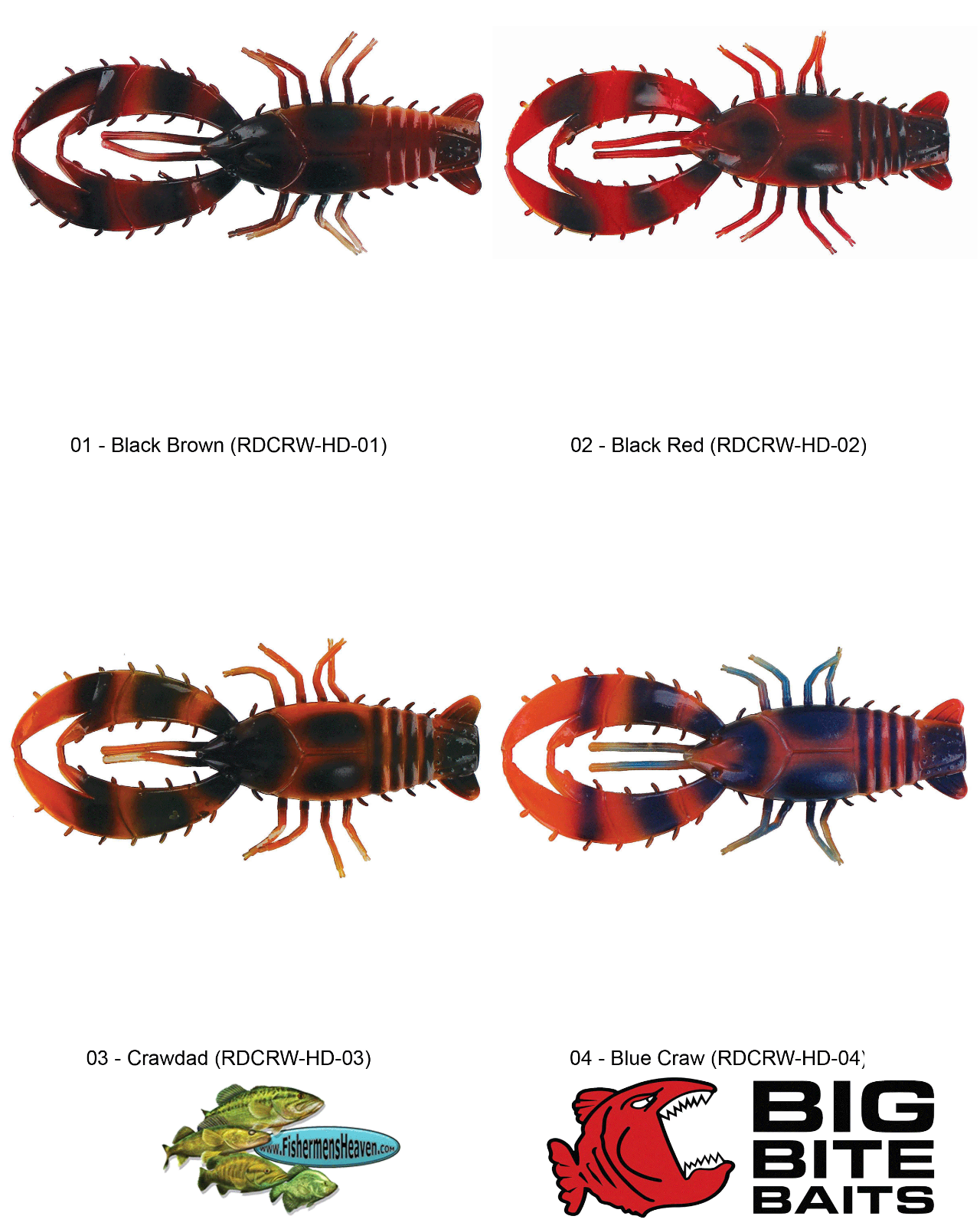 Big Bite Baits Real Deal Craw (RDCRW-HD) Pick Any 4 HI-DEFINITION ...