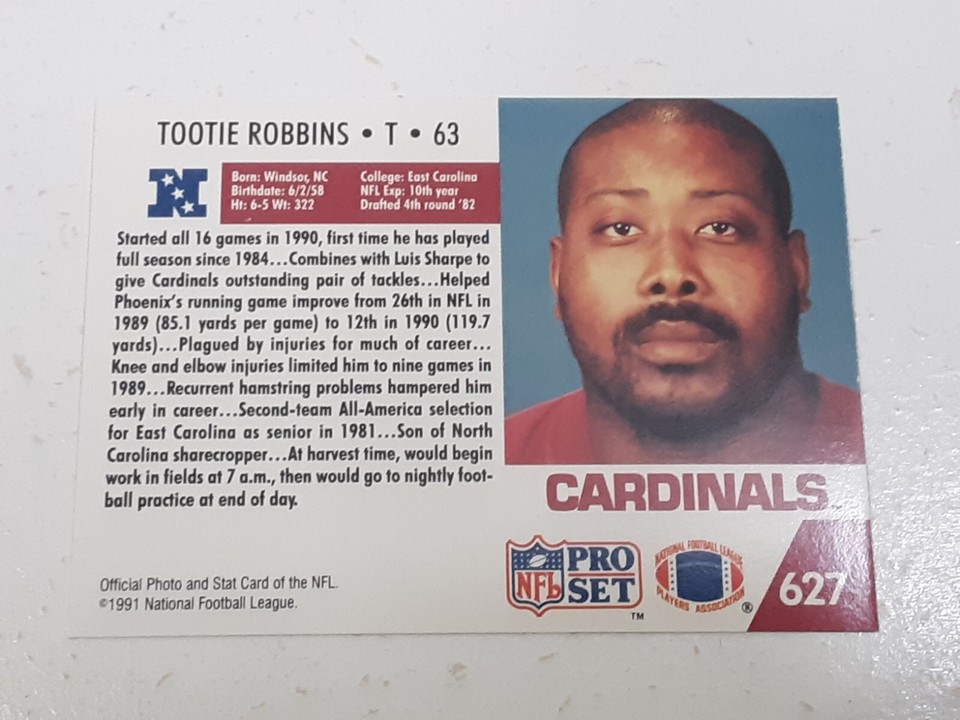 Tootie Robbins Phoenix Cardinals 1991 Pro Set Card #627 | eBay