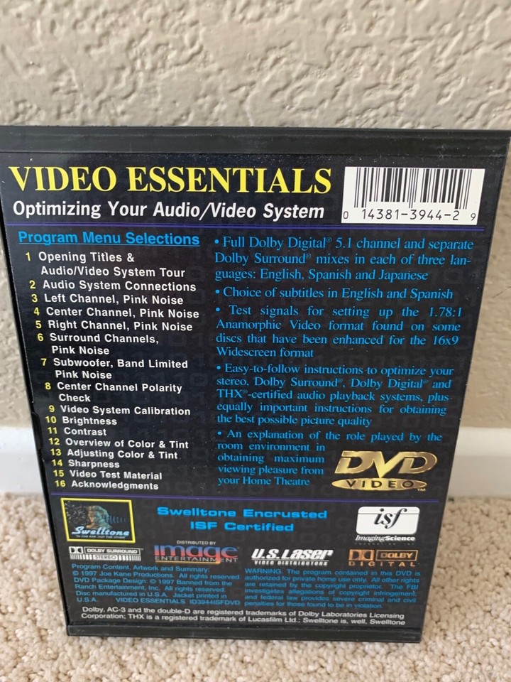 VIDEO ESSENTIALS DVD OPTIMIZING YOUR AUDIO/VIDEO SYSTEM 14381394429| eBay