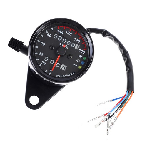 Universal Black Motorcycle Dual Speedometer Odometer 12V Moto with LED ...