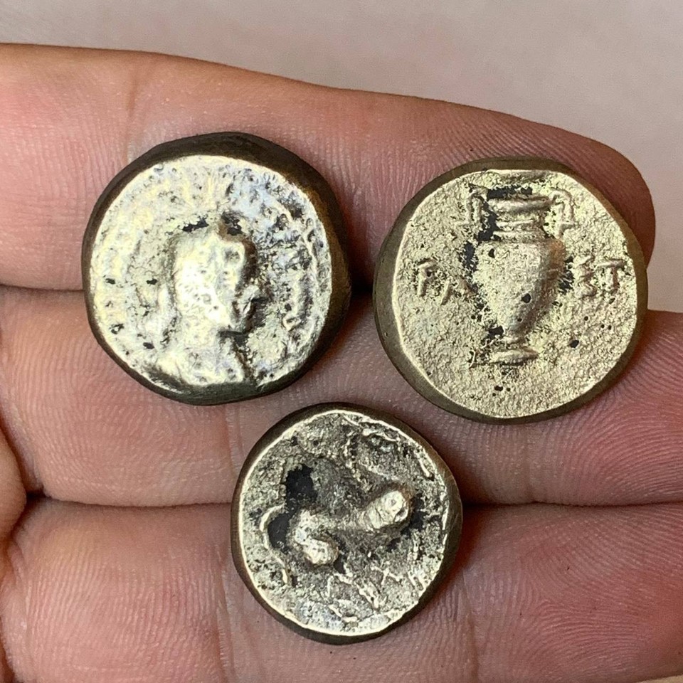 Set Of 3 Rare Ancient Greek Authentic Coins Old Antique Artifact ...