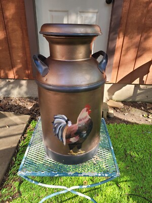 Vintage 10 Gallon Steel Cream Milk Can Solar W/ Chicken | eBay
