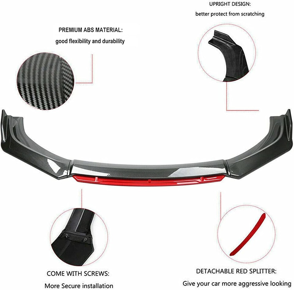 Carbon Fiber Front Bumper Lip Spoiler Splitter Body Kit For Mercedes ...