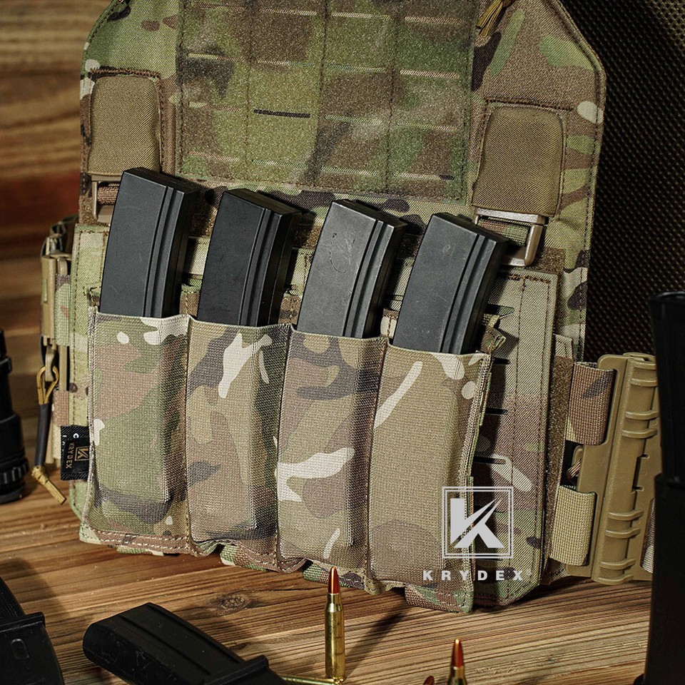KRYDEX Quad Open Top Elastic Mag Pouch Tactical Magazine Holster MOLLE ...