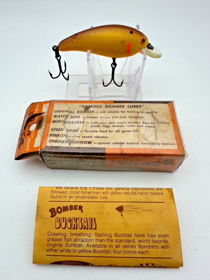 VTG Bomber Bait Co Fishing Lure Yellow Orange 3" Deep Runner w/ Box ...
