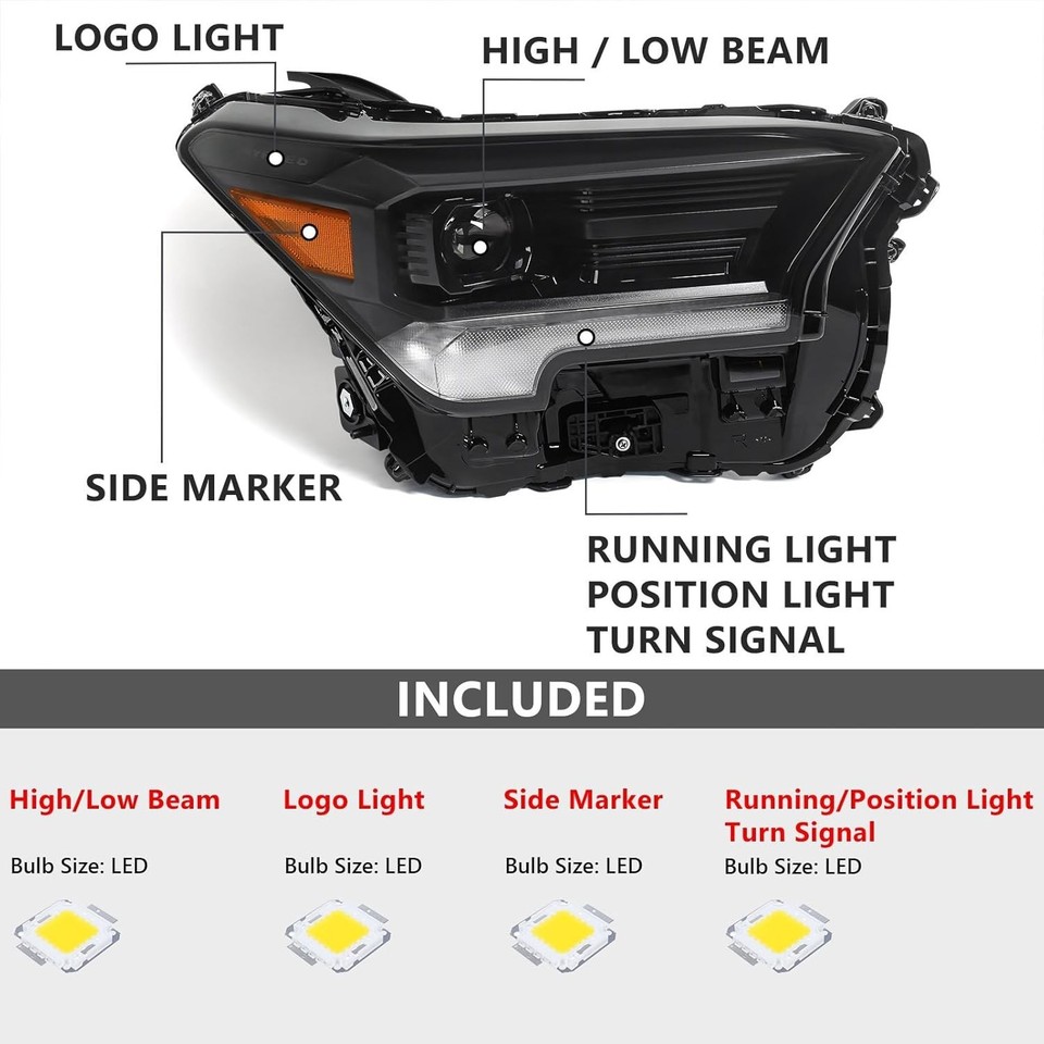 For 2024 2025 Toyota Tacoma Black LED Right Side Headlight OEM 81150 ...