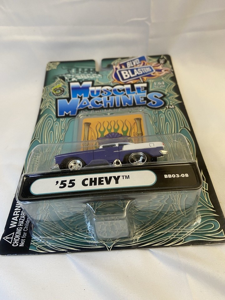 Muscle Machines BLVD Blasters 55 Chevy Purple/White 1:64 Diecast Car ...