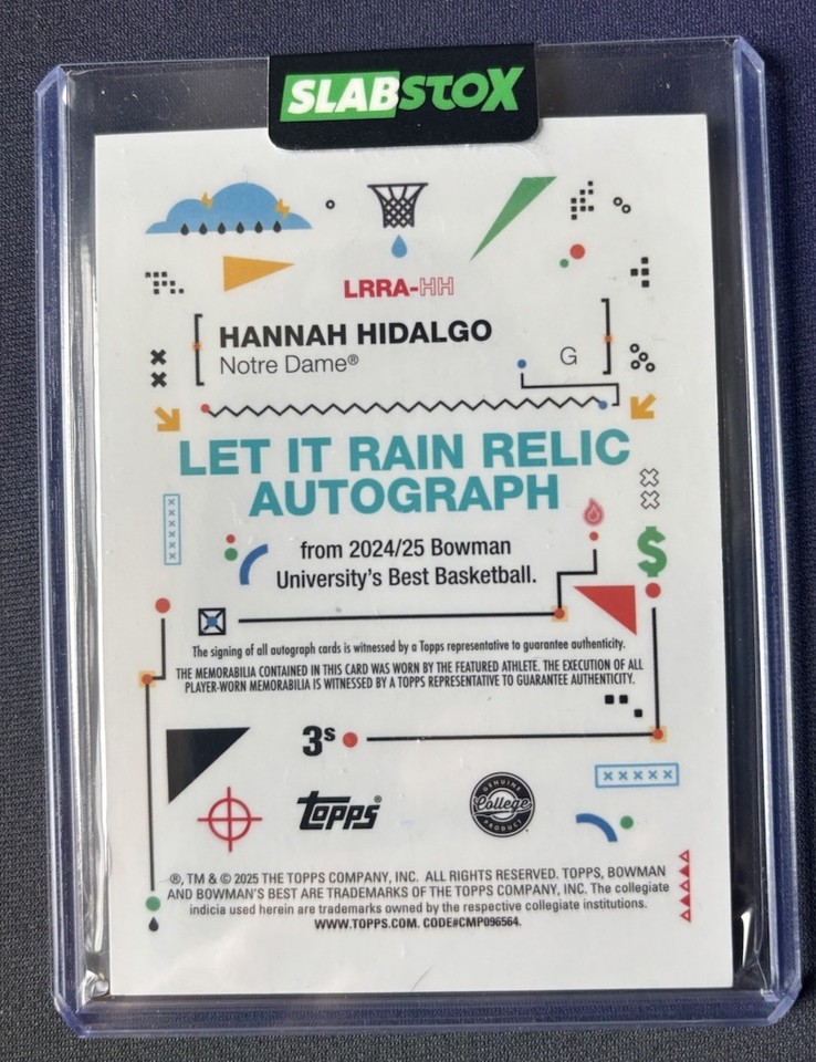 2024-25 Bowman Best U Hannah Hidalgo Let It Rain Patch Autograph /10 ...