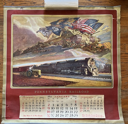 Vintage 1943 Forward Pennsylvania Railroad Dean Cornwell Calendar | eBay