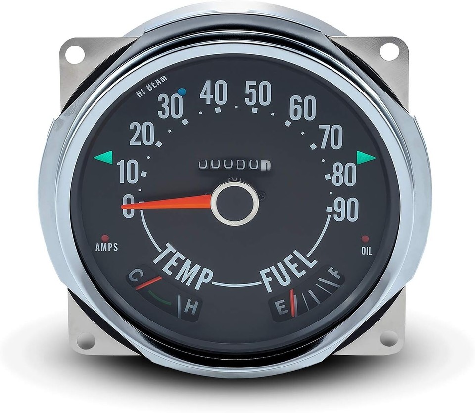 Jeep CJ5/CJ6/CJ7 Dash Replacement Speedometer Cluster - 0-90 MPH, Easy ...