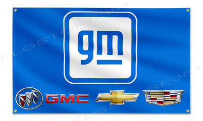GM General Motors Flag Banner 3X5Ft Chevrolet Cadilac GMC Buick Decor ...