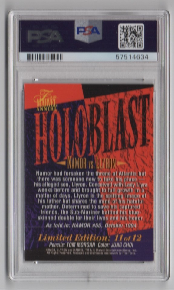 1995 Flair '95 Marvel Annual Holoblast #11 Namor / Llyron - PSA 8 NM-MT ...