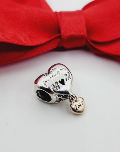 Genuine Pandora Rose & Silver Heart Dangle Love You M… - Gem